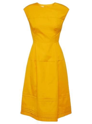 Marni Pleated Cotton Midi Dress - Orange