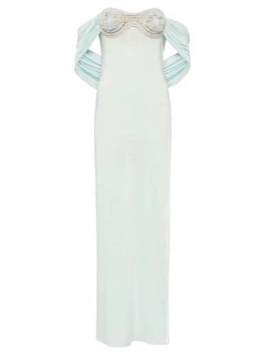 Magda Butrym Crochet-trimmed Off-shoulder Maxi Dress - White