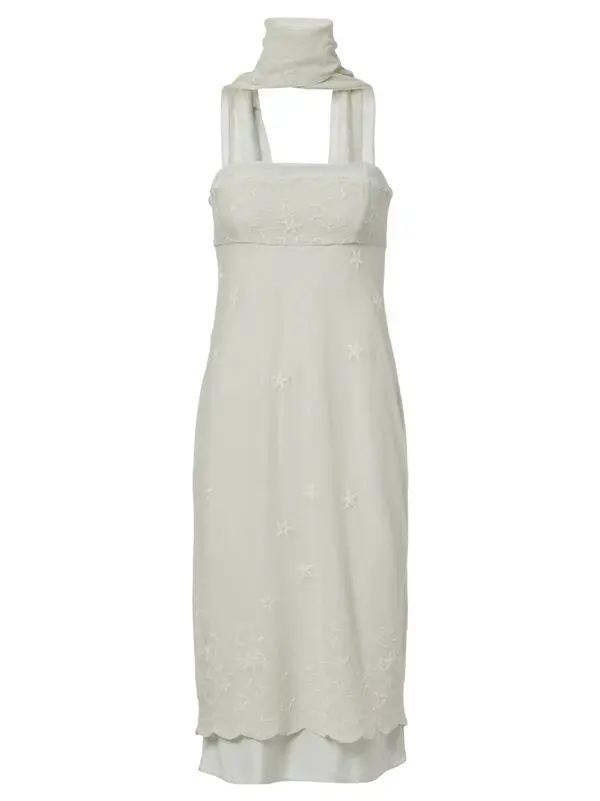 Posse Name Cove Embroidered Midi Dress - White