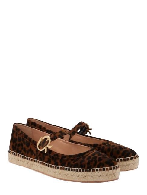 GIANVITO ROSSI Leopard Print Suede Mary Jane Espadrilles - Brown