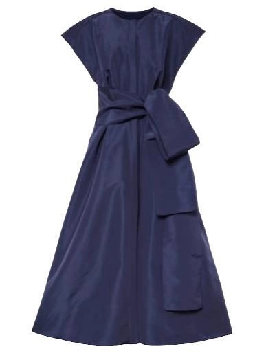 Carolina Herrera Bow-detail Silk Midi Dress - Blue