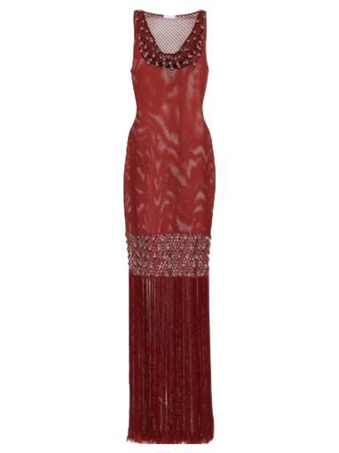 Rabanne Embellished Crochet Midi Dress - Red