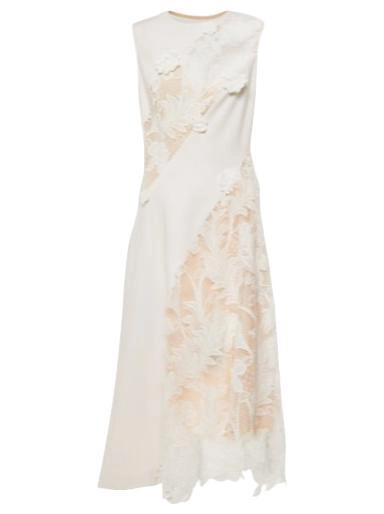Oscar De La Renta Sleeveless Lace-trimmed Wool-blend Midi Dress - White