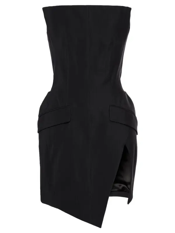 MUGLER One-shoulder Sleeveless Dress With Zippered Back And Slit Detail - Black