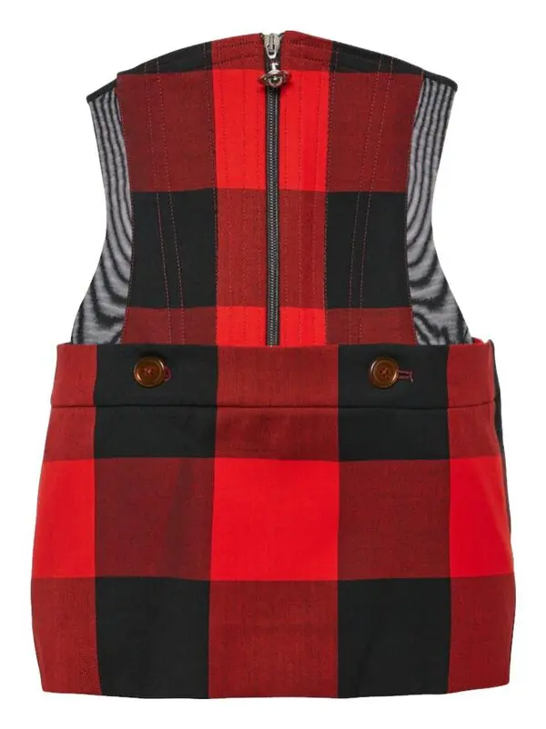 VIVIENNE WESTWOOD Foam Checked Virgin Wool Miniskirt - Red