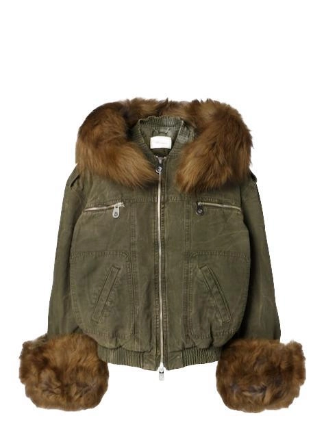 Blumarine Cotton Canvas Bomber Jacket With Shearling Trim - Brown