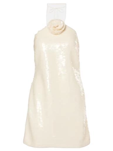 Magda Butrym Sequined Minidress With Floral Applique - White