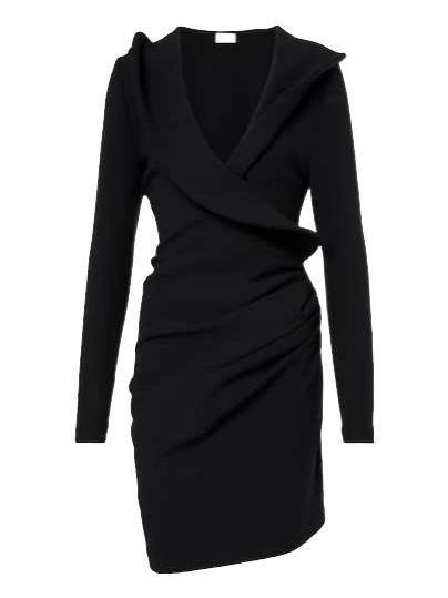 Magda Butrym Wool-blend Asymmetrical V-neck Minidress - Black