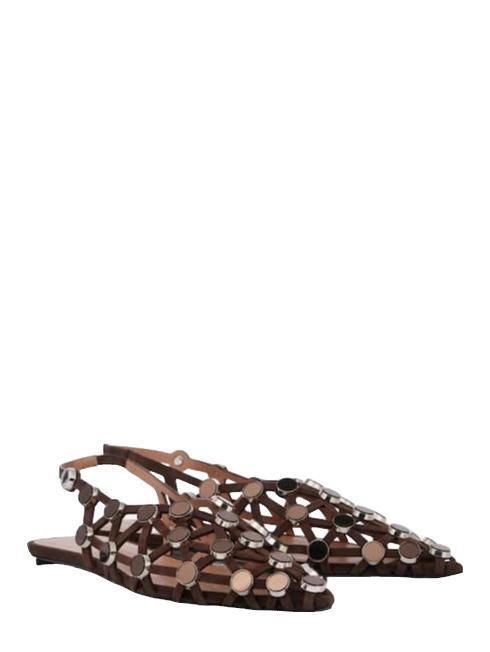 Attico Suede Grid Embellished Slingback Flats - Multicolor