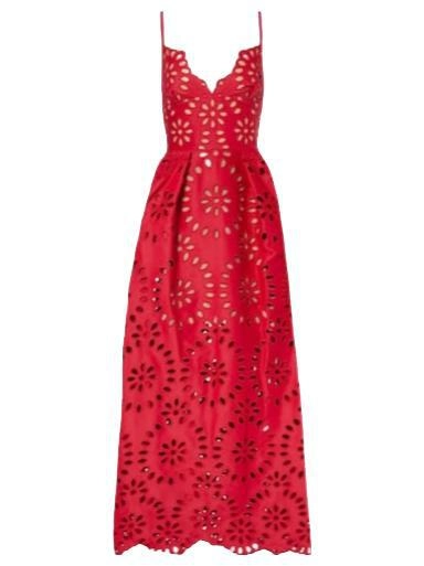 Elie Saab Embroidered Satin Gown - Red