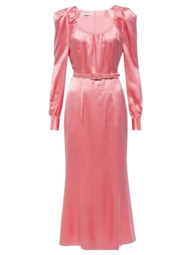 Alessandra Rich Silk Satin Midi Dress - Pink