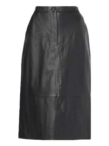YVES SALOMON Leather Midi Skirt - Black