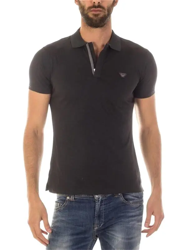 Emporio Armani Logo Slim Polo Shirt - Black