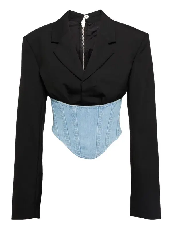 DION LEE Cowboy Cloth Patchwork Suit Jacket - Black