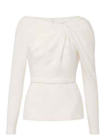 SAFIYAA LONDON Long Sleeve Cover-up With Zipper Closure And Pleated Details - White