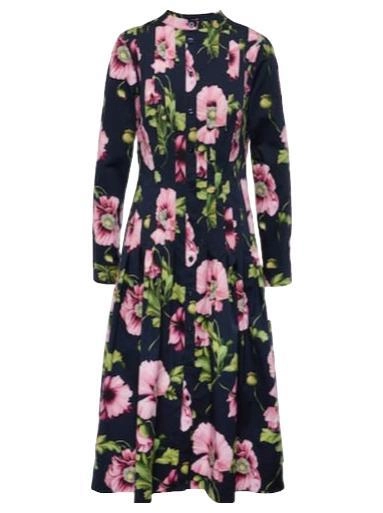 Oscar De La Renta Floral Cotton-blend Midi Dress - Black