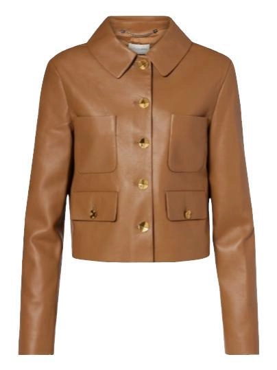 Altuzarra Cropped Leather Jacket - Brown