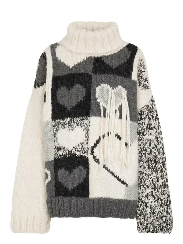 JOSEPH High-neck Floral Knit Sweater - Black