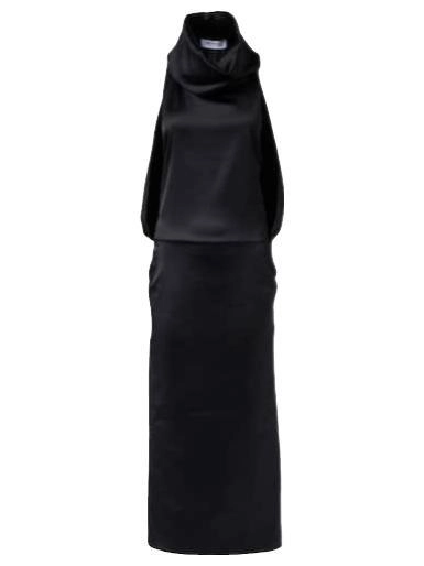 Attico Sleeveless Satin Midi Dress - Black