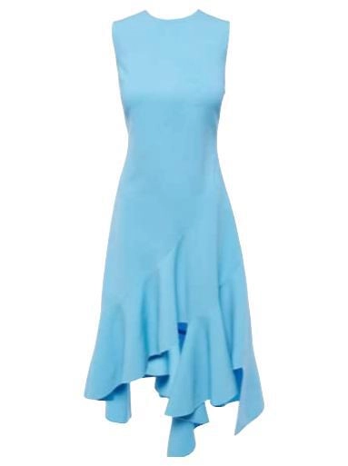 Oscar De La Renta Asymmetrical Wool-blend Midi Dress - Blue