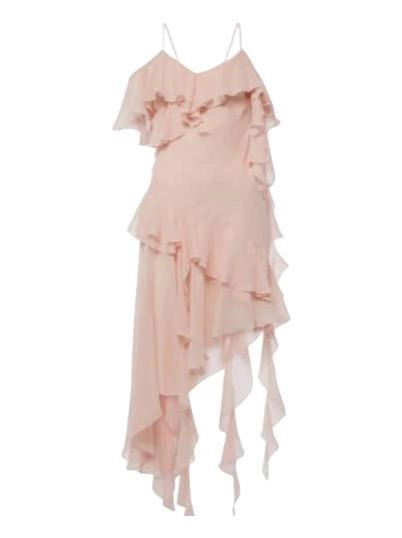 Blumarine Ruffled Silk Georgette Minidress - Nude