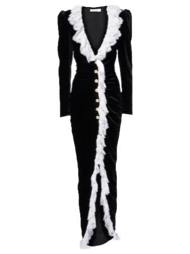 Alessandra Rich Velvet Lace-trimmed Maxi Dress - Black