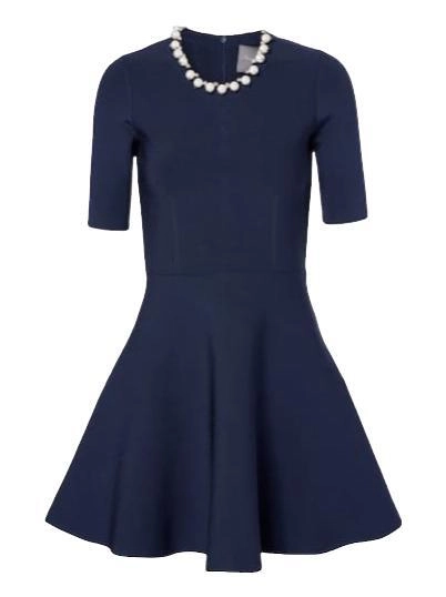 Monique Lhuillier Embellished Crew Neck Mini Dress - Black