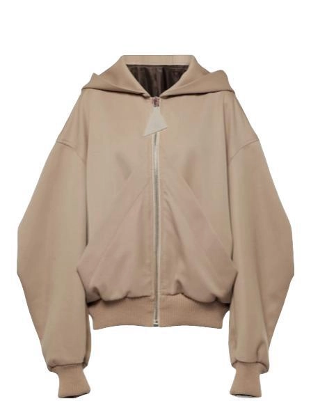 Attico Wool Gabardine Bomber Jacket With Hood - Nude
