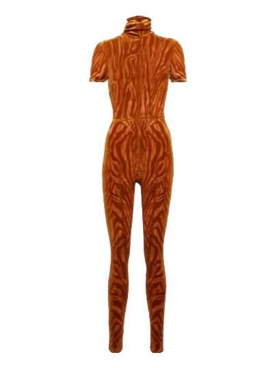 Alex Perry Benton Devoré Zebra-print Catsuit - Brown