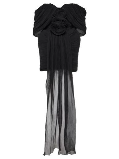 Magda Butrym Floral-appliqué Off-shoulder Silk Minidress - Black