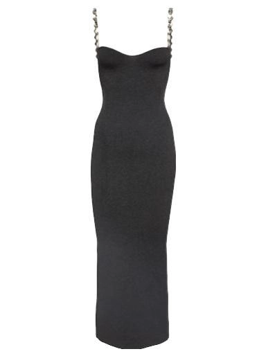Galvan Globe Chain Wave Ribbed-knit Midi Dress - Black