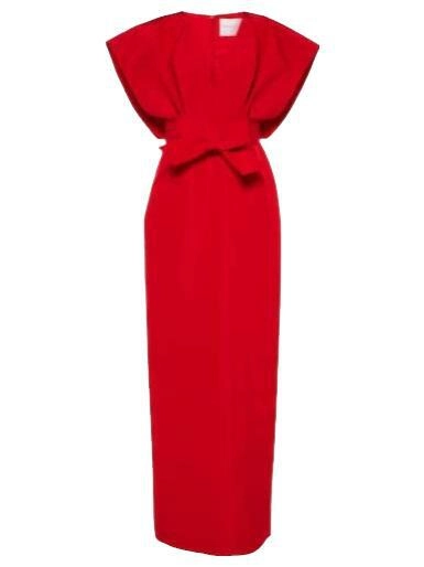 Carolina Herrera Silk Faille Gown With Bow Detail - Red