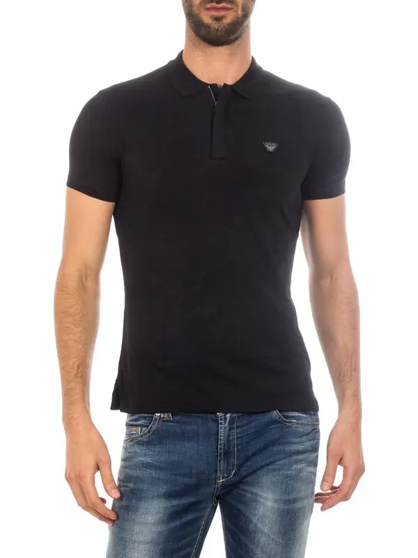 Emporio Armani Logo Slim Polo Shirt - Black