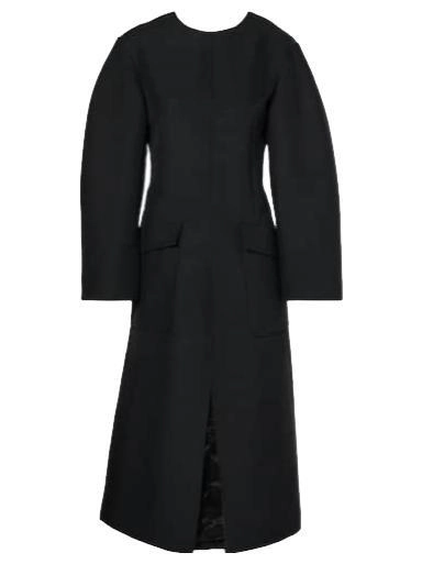 Co Name' Long Sleeve Crew Neck Dress With Front Vent - Black