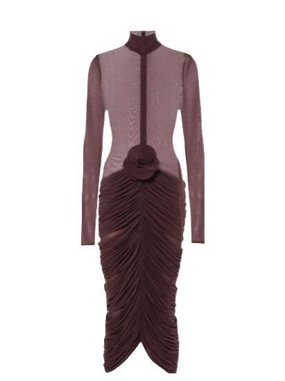 Magda Butrym Floral Appliqué Midi Dress - Red