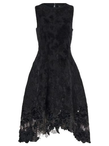 Oscar De La Renta Guipure Lace And Velvet Jacquard Gown - Black
