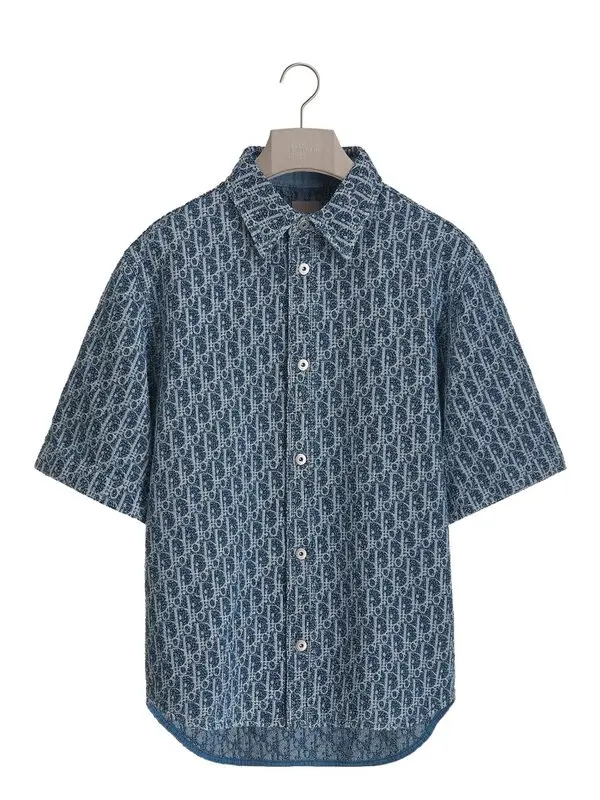 Dior Dioriviera Oblique Short-sleeved Shirt, Comfortable Fit - Blue