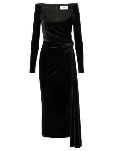 Alex Perry Draped Velvet Midi Dress - Black