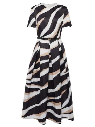 Elie Saab Printed Silk-blend Midi Dress - Black