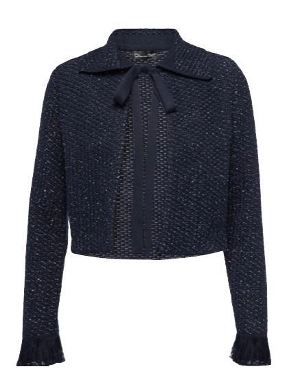 Oscar De La Renta Textured Cropped Jacket - Black