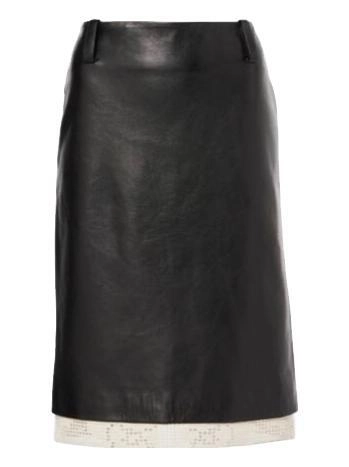 Magda Butrym Crochet-trimmed Leather Midi Skirt - Black