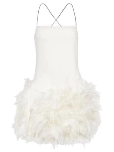 Attico Fujiko Feather-trimmed Mini Dress - White
