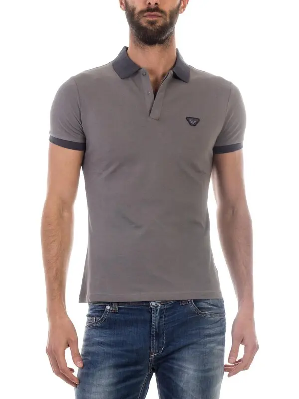 Emporio Armani Logo Slim Polo Shirt - Gray