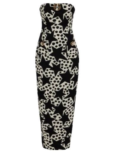 AREA Crystal-embellished Jacquard Maxi Dress With Star Print - Black