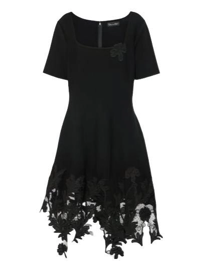 Oscar De La Renta Lace-trimmed Knitted Minidress - Black