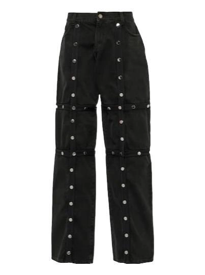 Attico Studded Low-rise Straight Leg Jeans - Black