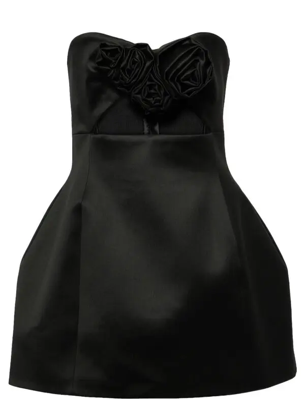 Magda Butrym Bustier Minidress With Floral Appliqu - Black