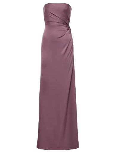 Alex Perry Strapless Satin Crepe Gown With Draping And Slit - Purple