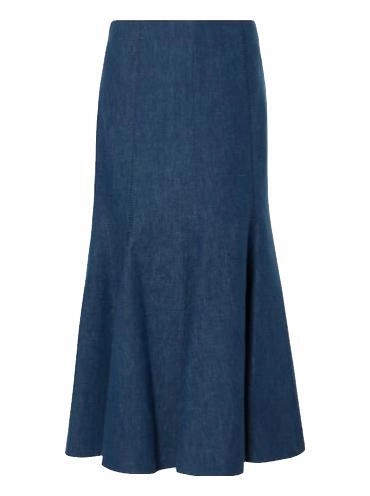 Gabriela Hearst Amy Flared Cotton And Linen Midi Skirt - Blue