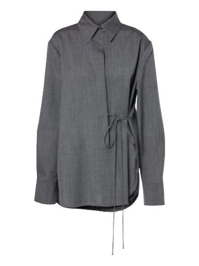 JIL SANDER Belted Wool Shirt - Gray